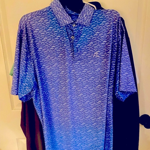 Rhoback | Shirts | Rhoback Ocean Blue Polo With Wave Design | Poshmark